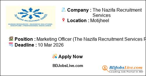 Marketing Officer (The Nazifa Recruitment Services RL-1859) | The ...