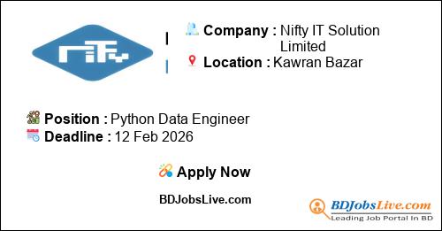 Python Data Engineer | Nifty IT Solution Limited | BDJobs Live
